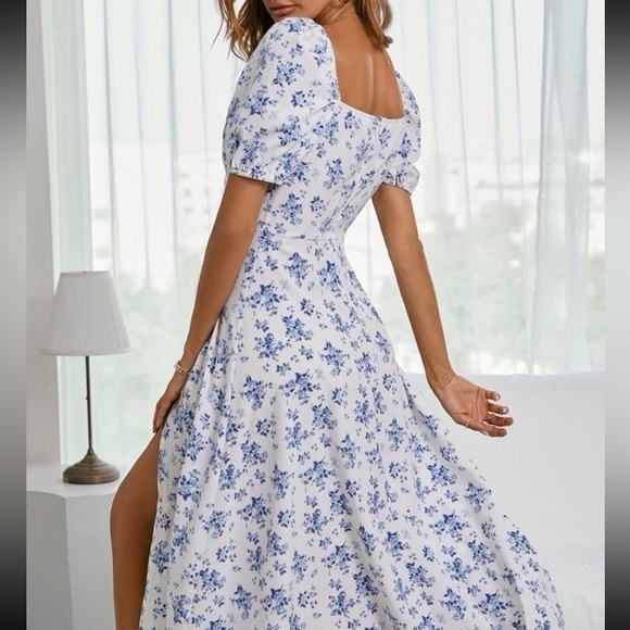 SHEIN | Dresses | Loness Boho Blue And White Ditzy Floral Cottagecore ...